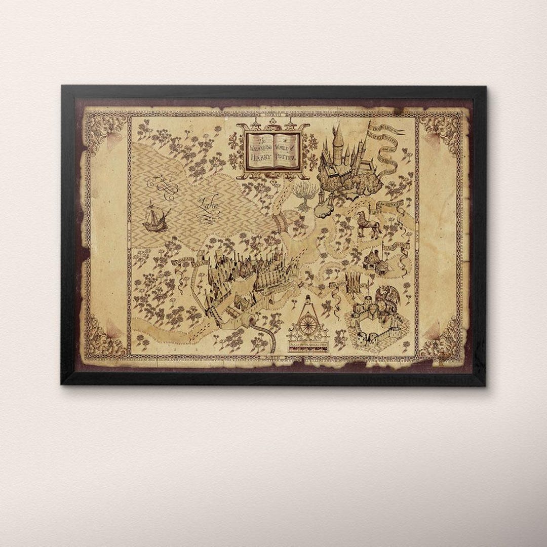 Wizarding World Map Canvas, Harry Map Poster, Magical World Map ...