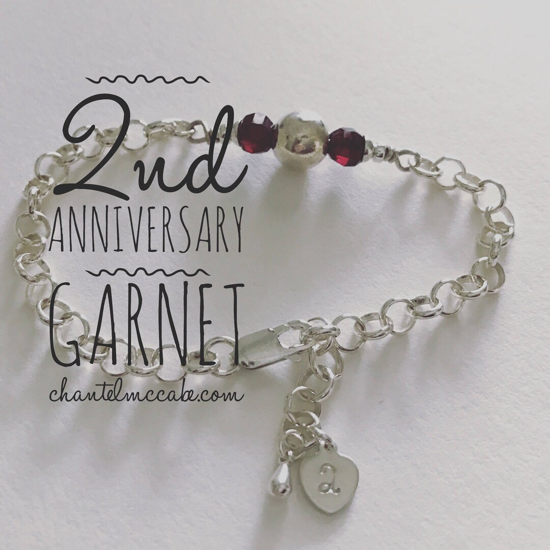 Ready-made Garnet Second Anniversary Adjustable Length Bracelet in ...