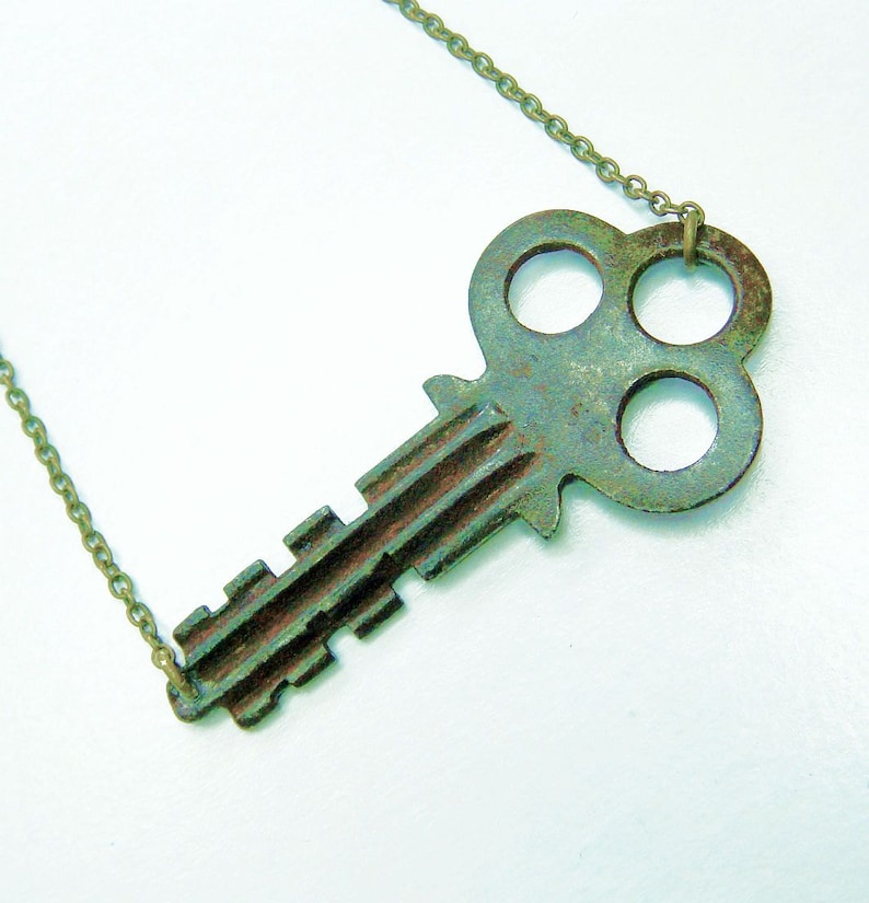 Antique Key Necklace Repurposed Recycled Antique Key With Natural ...
