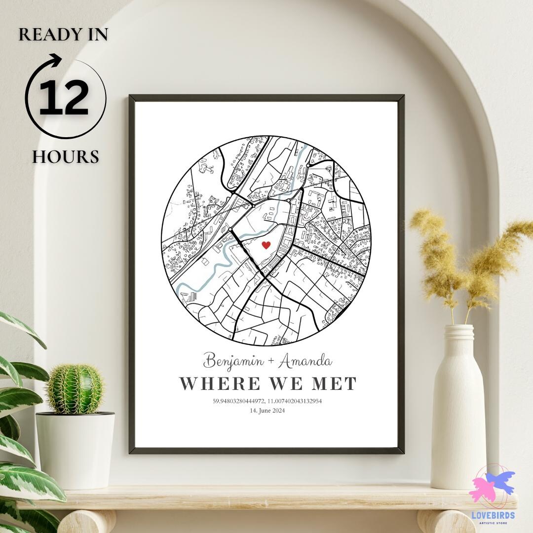 Personalized Where We Met Map, Where It All Began, Couple Map, Custom ...