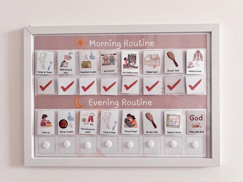 Morning and Evening Routine Chart for Kids, Daily Rhythm Checklist for ...