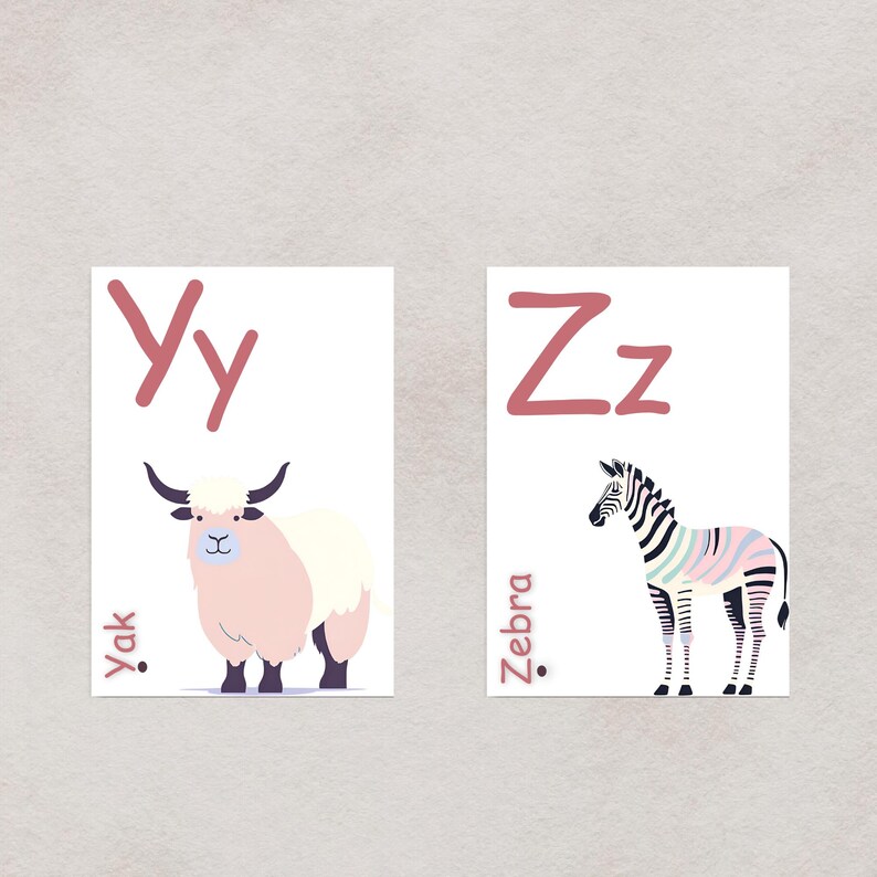 ABC Alphabet Animal Themed Flashcards, Abc Letters for Preschooler ...
