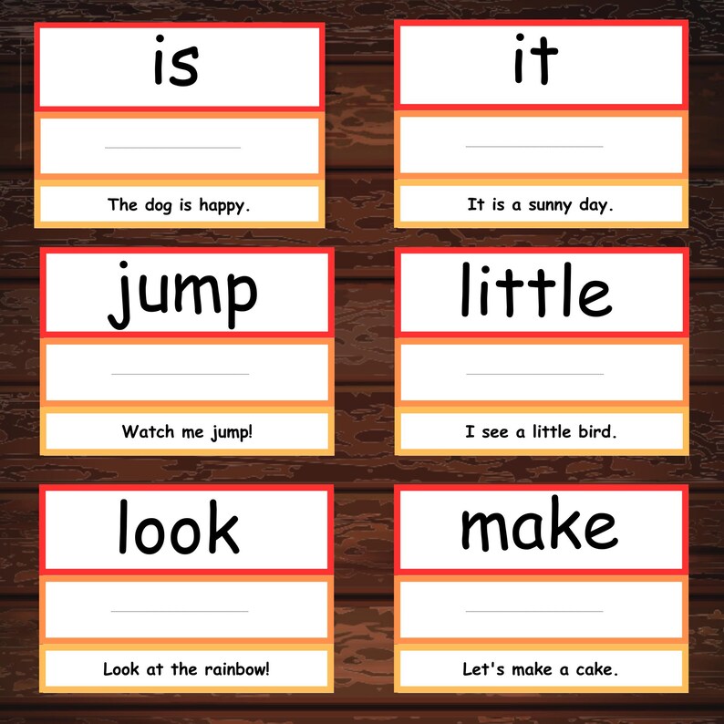 Printable Sight Word Cards High Frequency Words Educational Flashcards ...