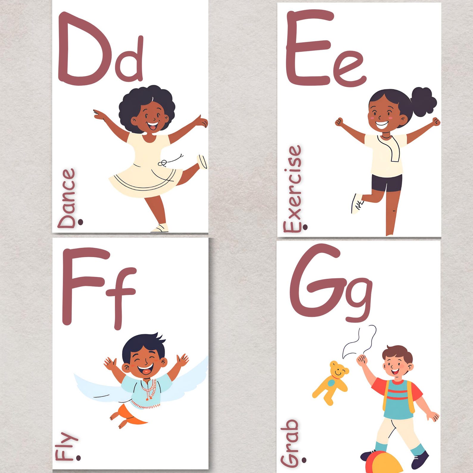 Abc Movement Alphabet Noun Flashcards for Preschool Kindergarten Adhd ...