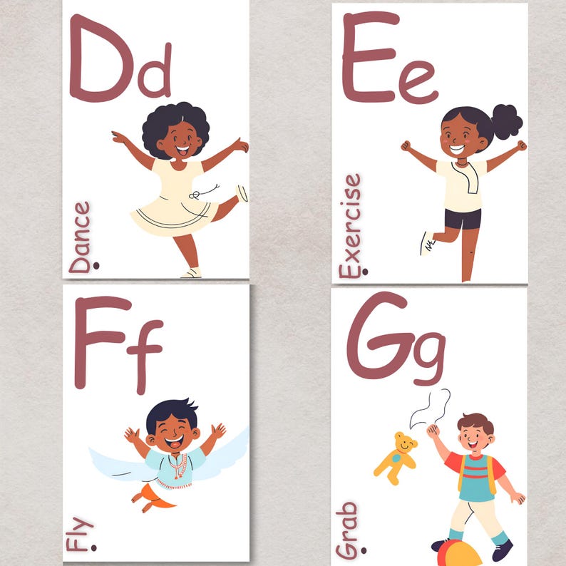 Abc Movement Alphabet Noun Flashcards for Preschool Kindergarten Adhd ...