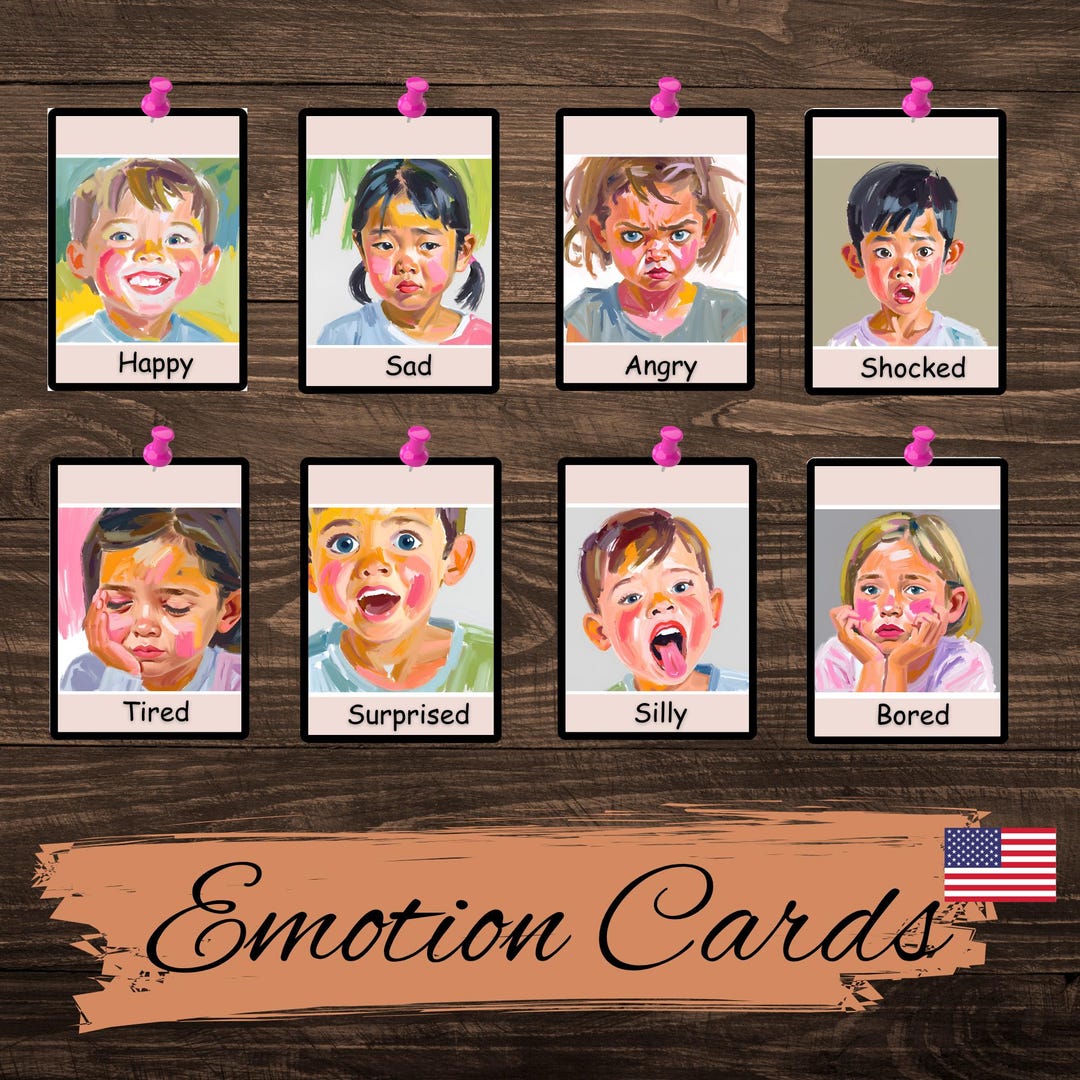 English Emotion Flashcards Real Children Feeling Cards Montessori ...