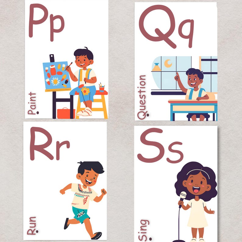 Abc Movement Alphabet Noun Flashcards for Preschool Kindergarten Adhd ...