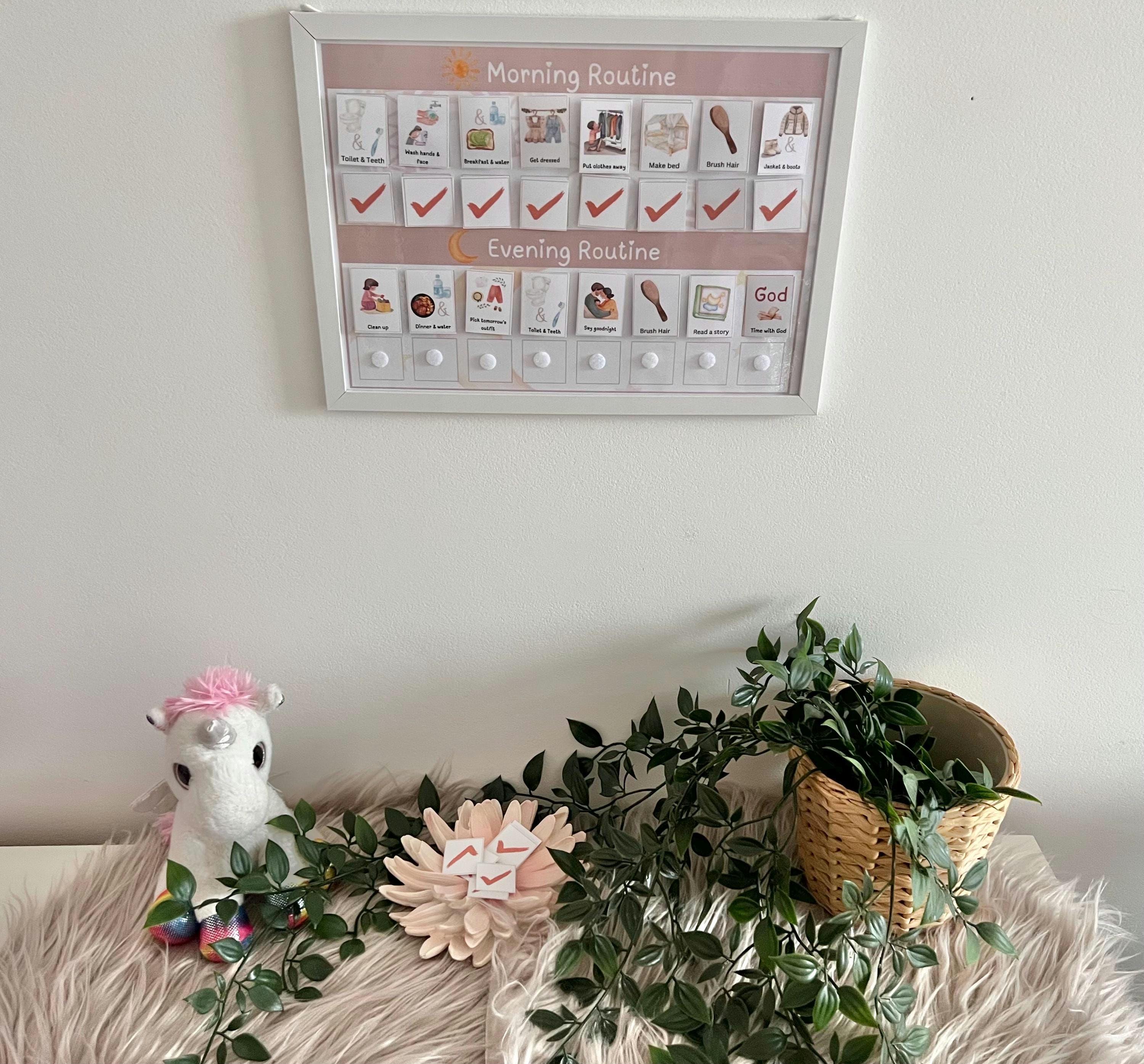 Morning and Evening Routine Chart for Kids, Daily Rhythm Checklist for ...