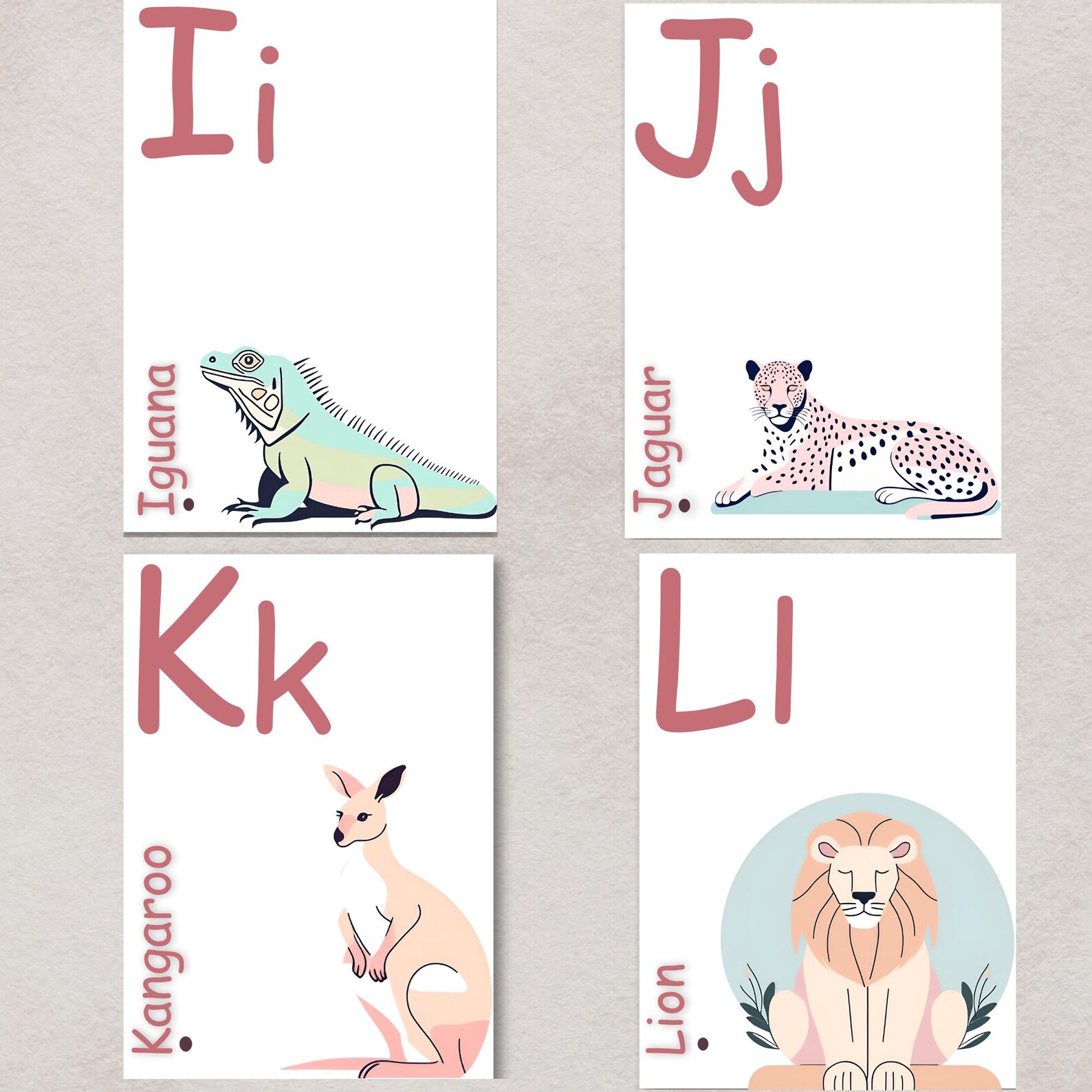 ABC Alphabet Animal Themed Flashcards, Abc Letters for Preschooler ...