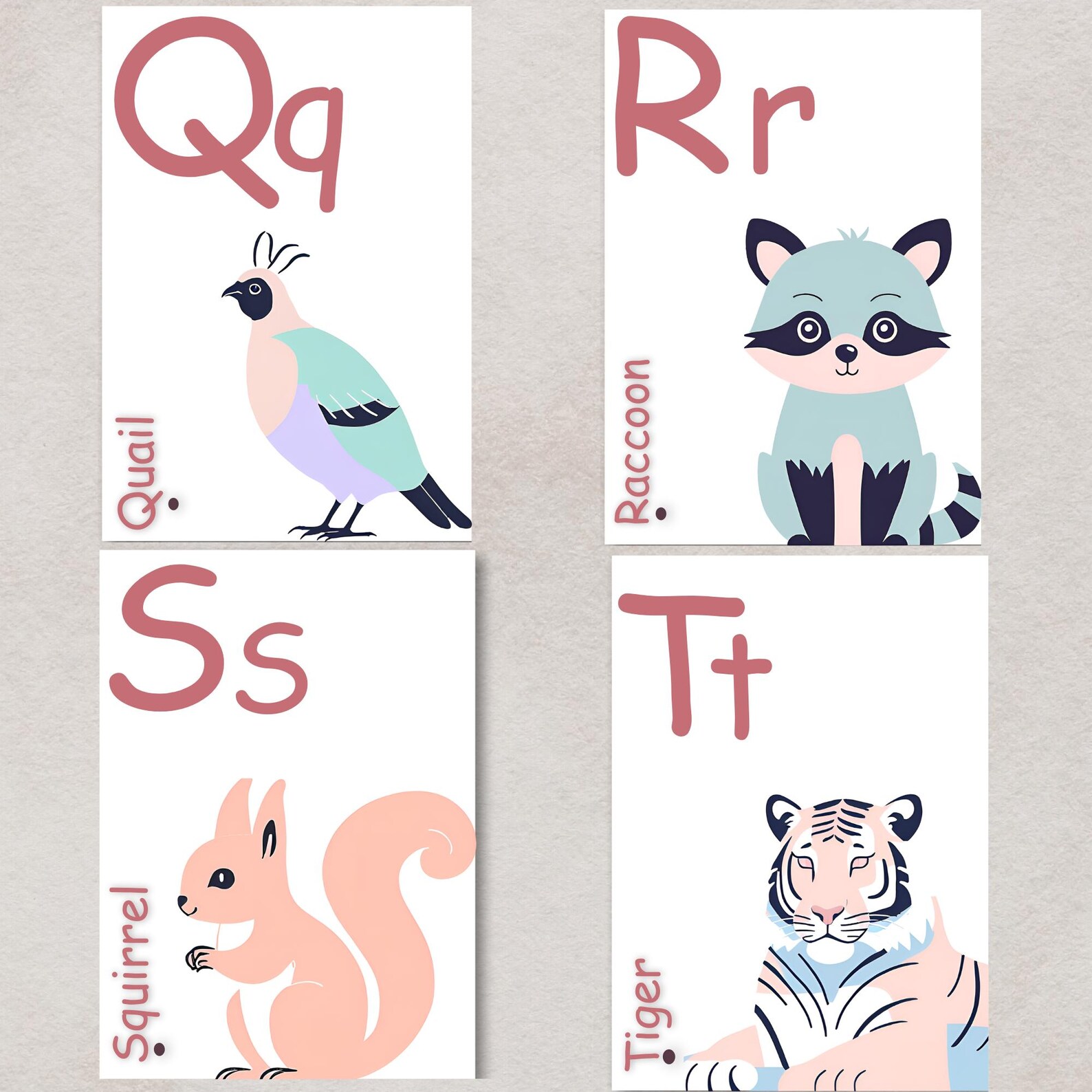 ABC Alphabet Animal Themed Flashcards, Abc Letters for Preschooler ...