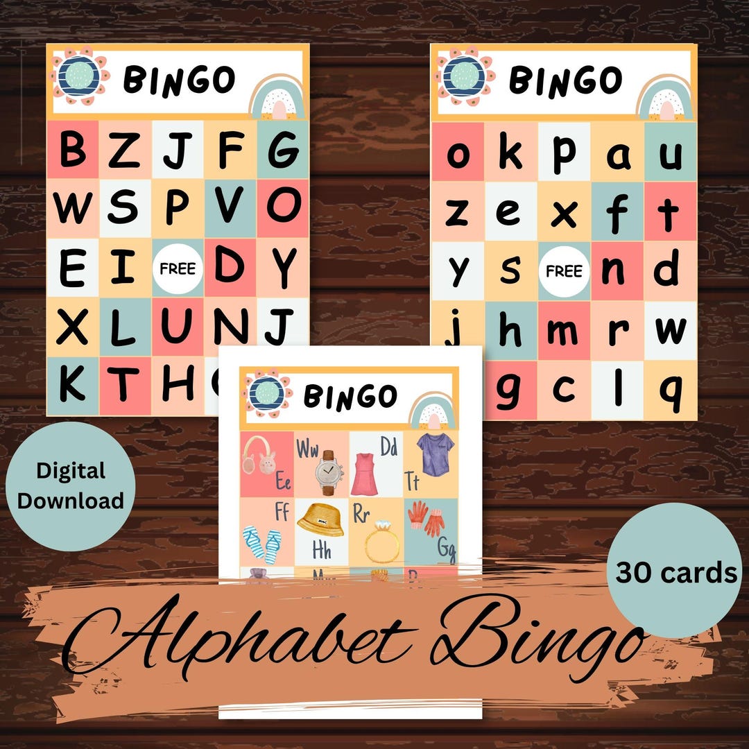 Alphabet Bingo Game Reading Uppercase ABC Learning Lowercase ...