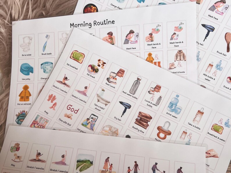 Morning and Evening Routine Chart for Kids, Daily Rhythm Checklist for ...