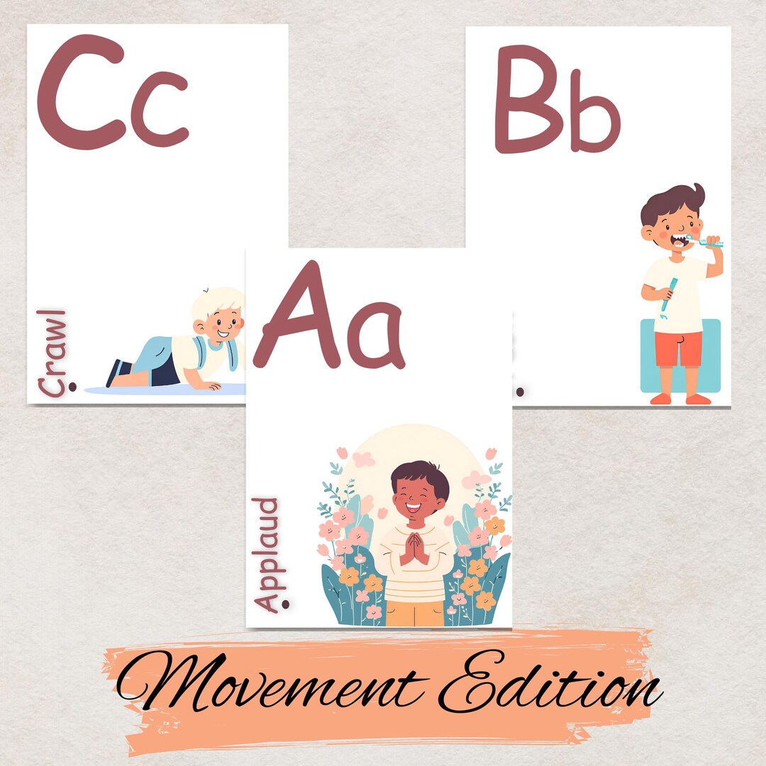 Abc Movement Alphabet Noun Flashcards for Preschool Kindergarten Adhd ...