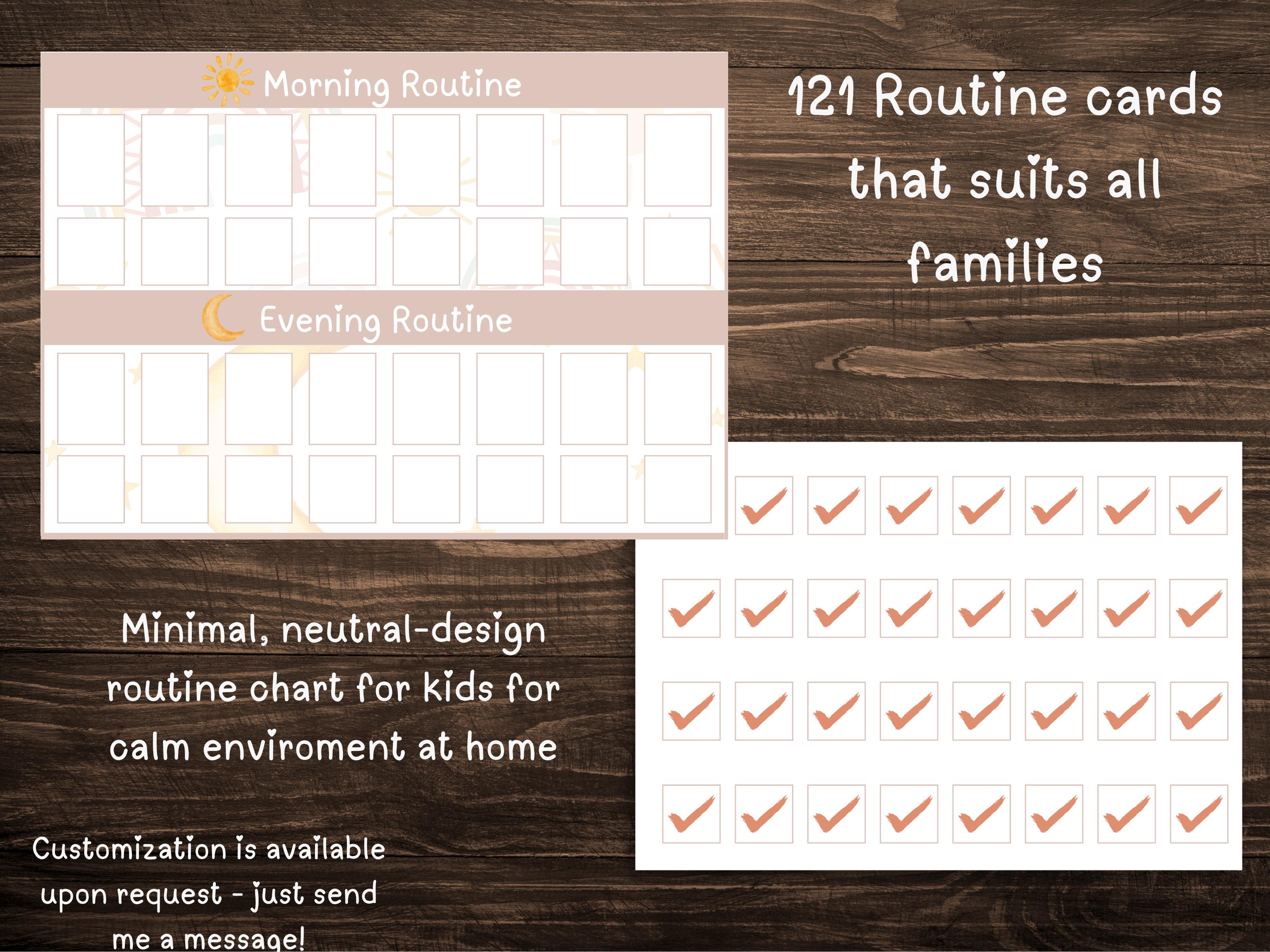 Morning and Evening Routine Chart for Kids, Daily Rhythm Checklist for ...