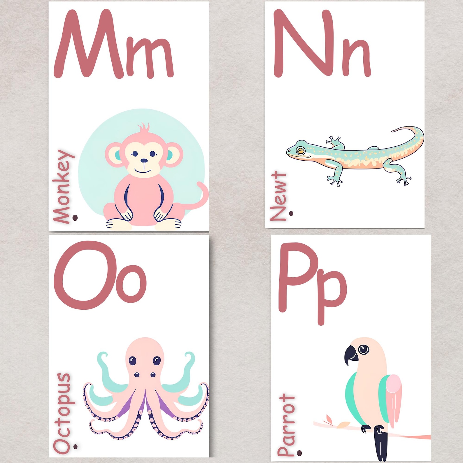 ABC Alphabet Animal Themed Flashcards, Abc Letters for Preschooler ...