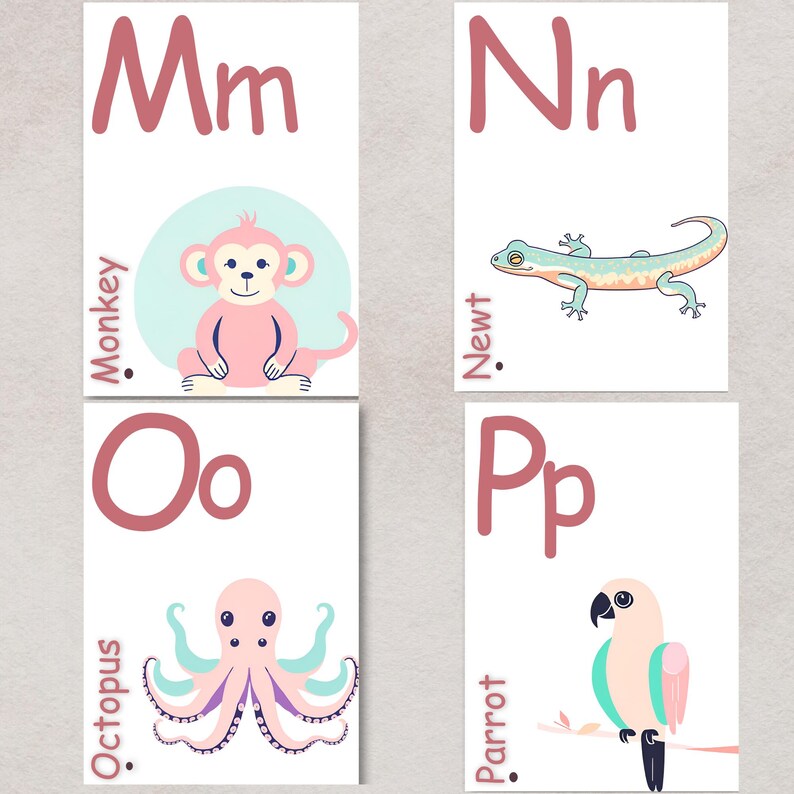 ABC Alphabet Animal Themed Flashcards, Abc Letters for Preschooler ...