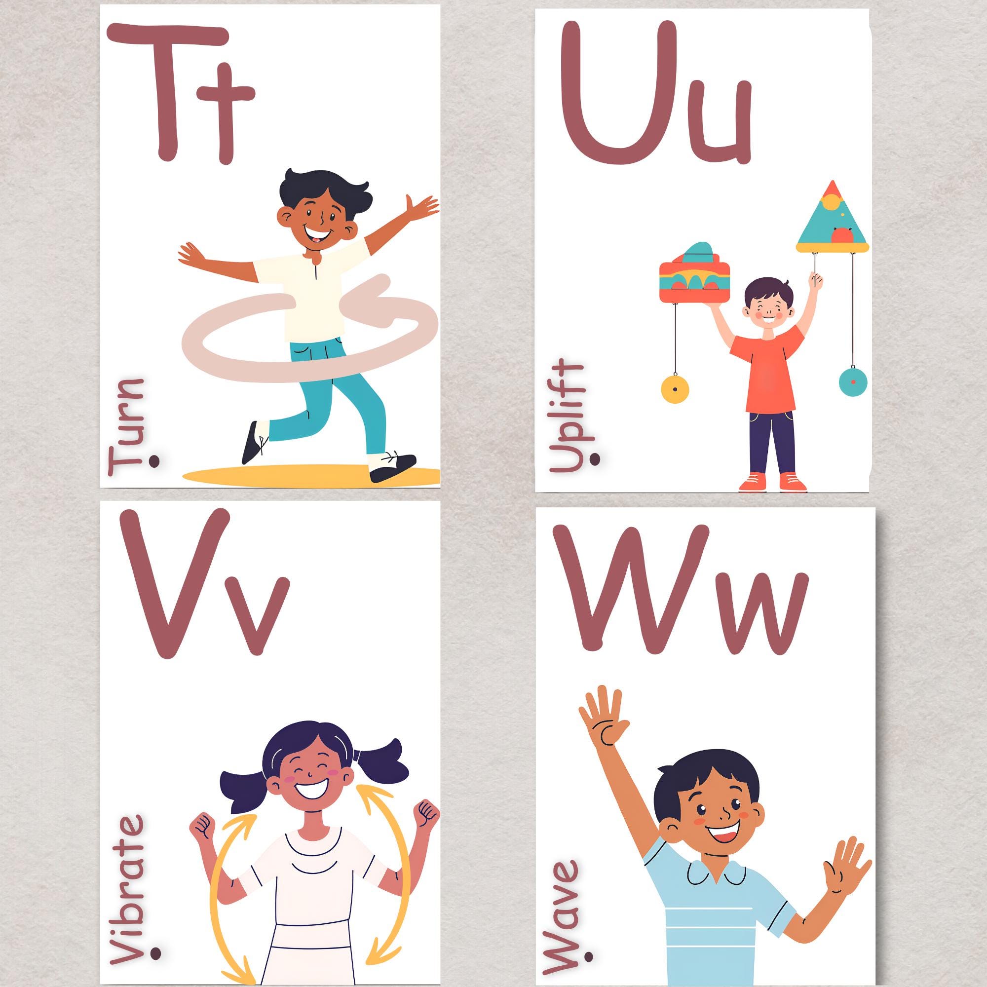 Abc Movement Alphabet Noun Flashcards for Preschool Kindergarten Adhd ...