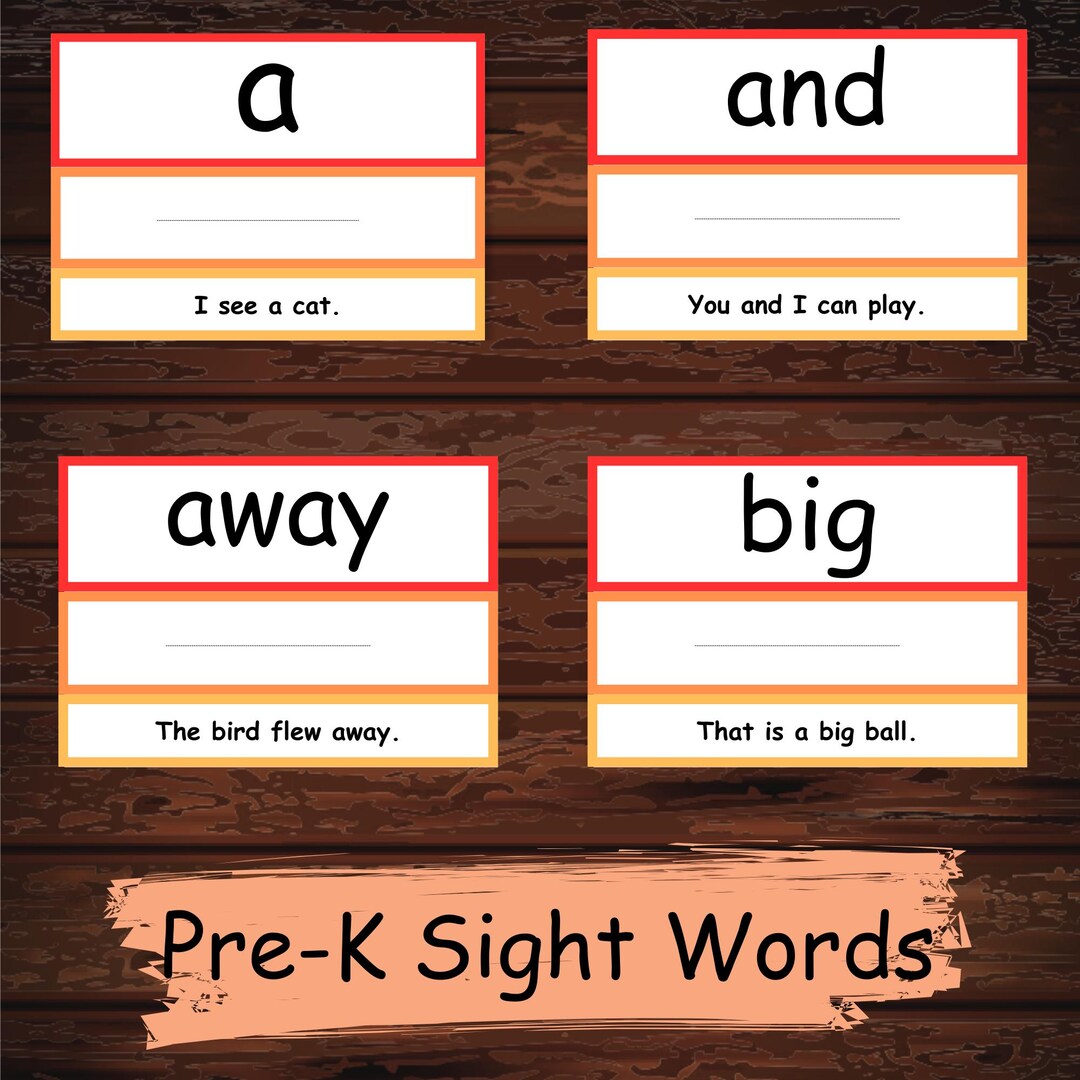 Sight Word Cards High Frequency Words Educational Flashcards for Kids ...
