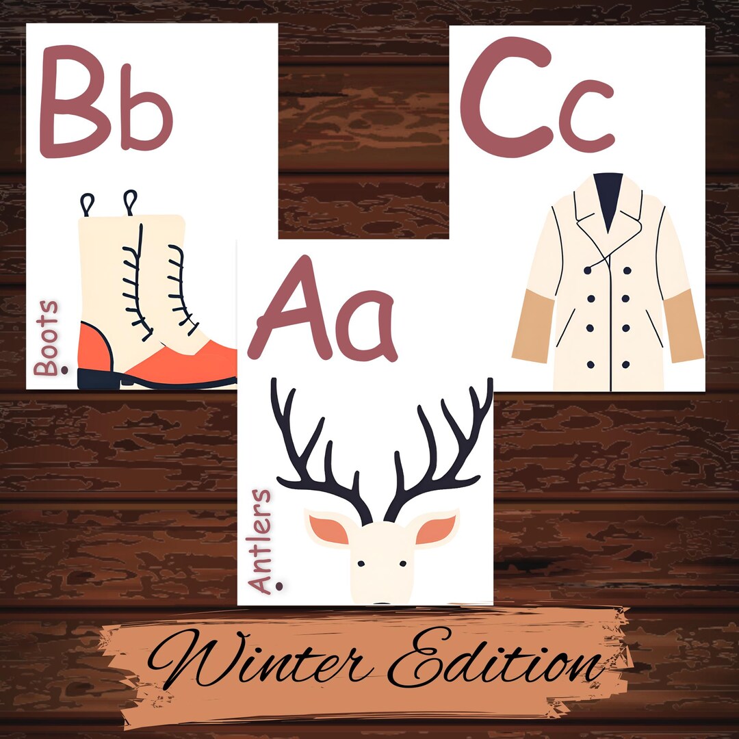 Winter English Alphabet ABC Flashcards, Winter Learning Material for ...