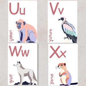 ABC Alphabet Animal Themed Flashcards, Abc Letters for Preschooler ...