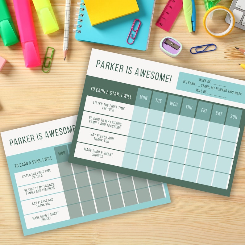Behavior Reward Chart | Editable Canva Template | Digital Download ...