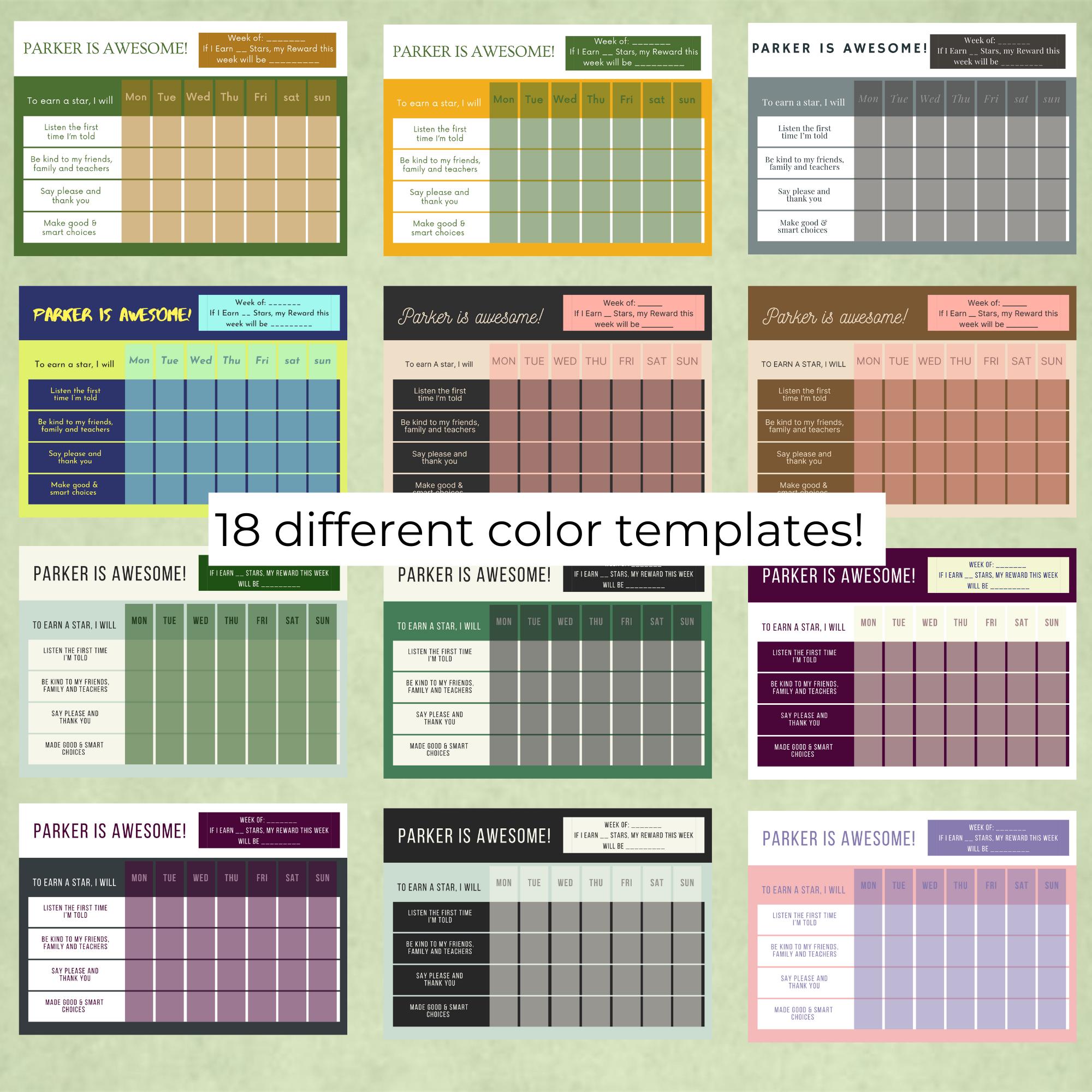 Behavior Reward Chart | Editable Canva Template | Digital Download ...