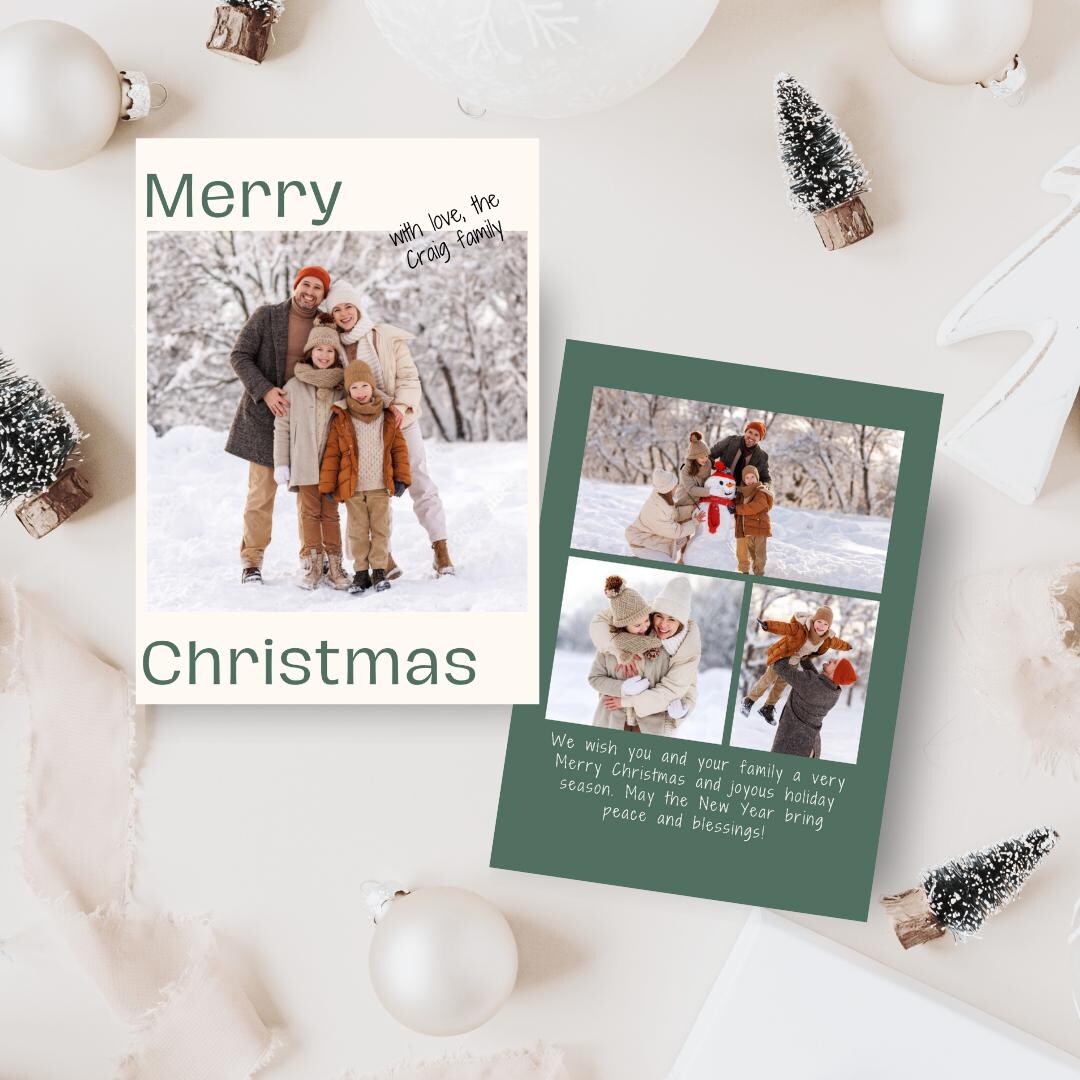2 Sided Christmas Card | Modern Minimalist | Collage on Backside ...
