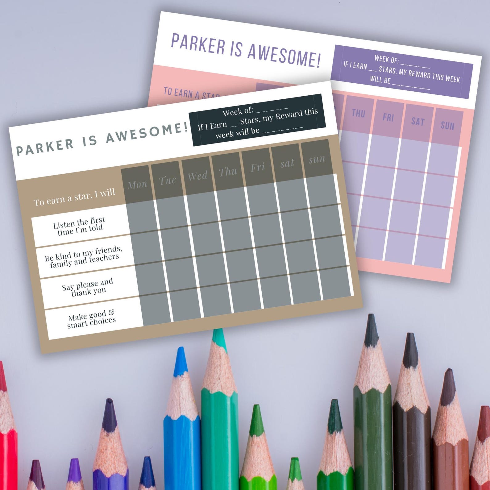 Behavior Reward Chart | Editable Canva Template | Digital Download ...