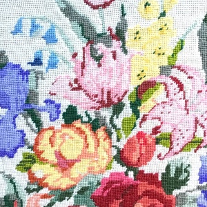Vintage Framed Floral Needlepoint - Etsy