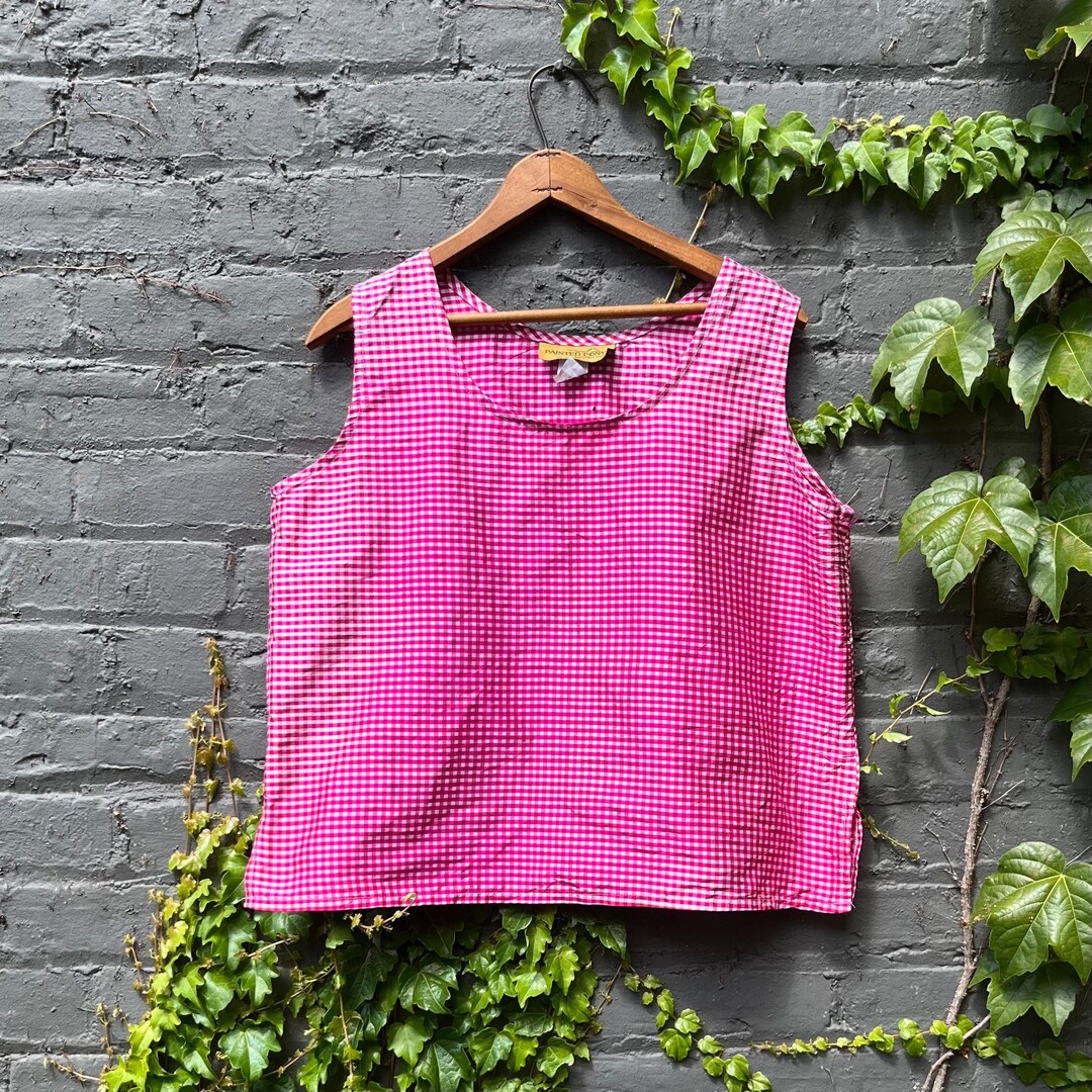 Vintage Raspberry Gingham Silk Taffeta Top - Etsy