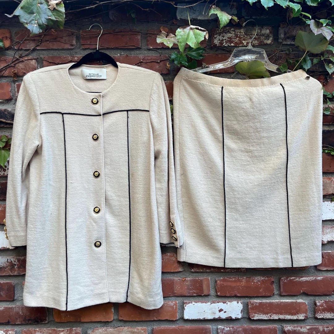 1980s Steve Fabrikant Wool Knit Coat Dress With Matching Skirt - Etsy