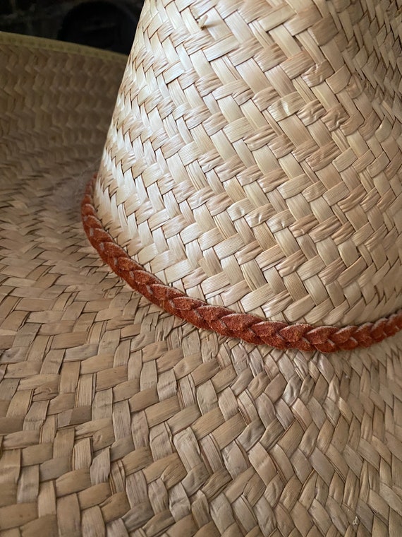 Vintage Woven Straw Cowboy Hat - Gem