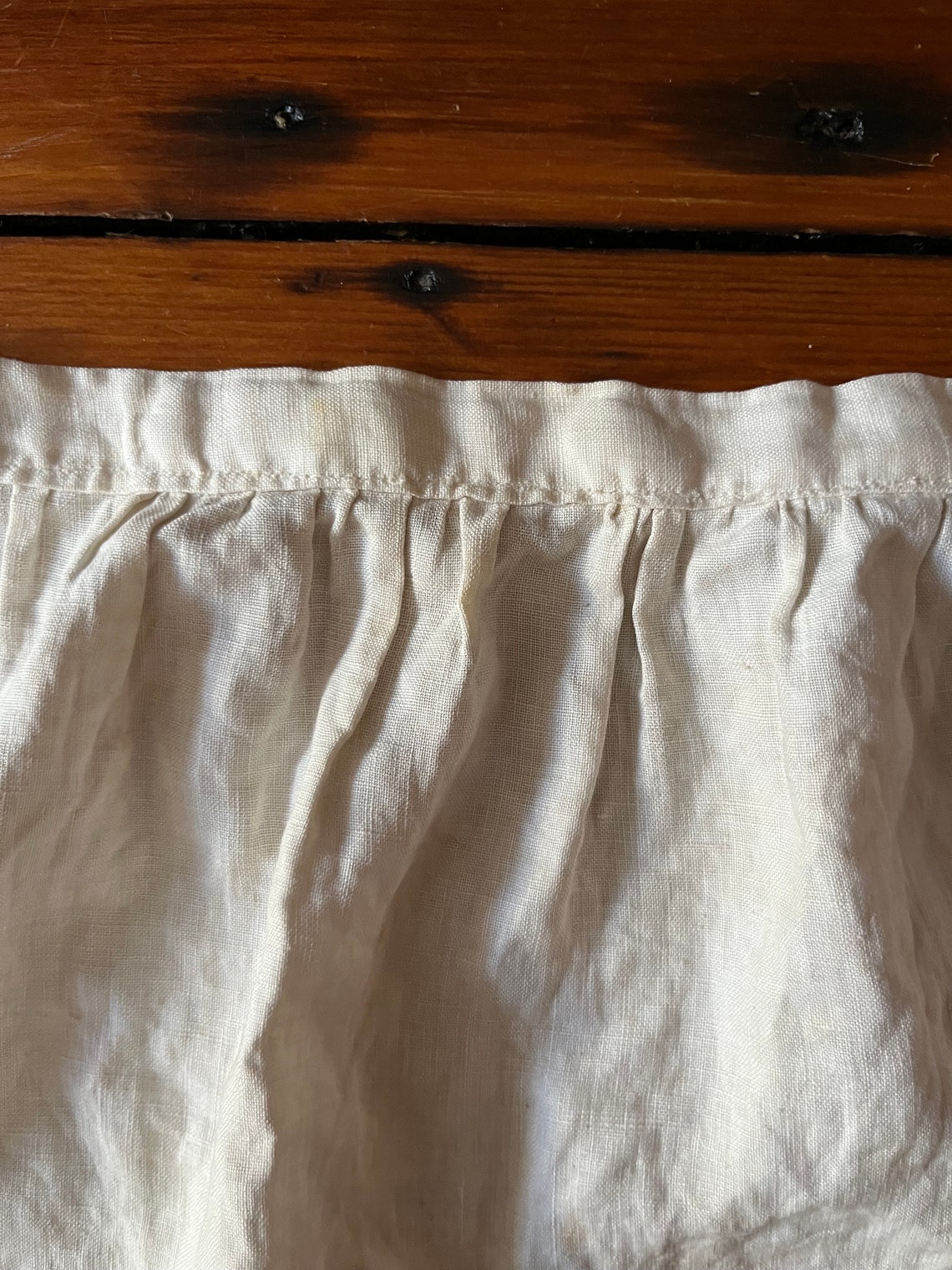 19th Century White Linen Apron With Hand Crocheted Trim and Lace Band ...