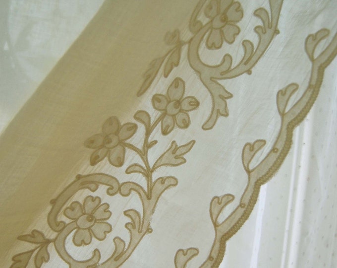 Vintage SWISS APPLIQUE LAWN CURTAIN - Etsy