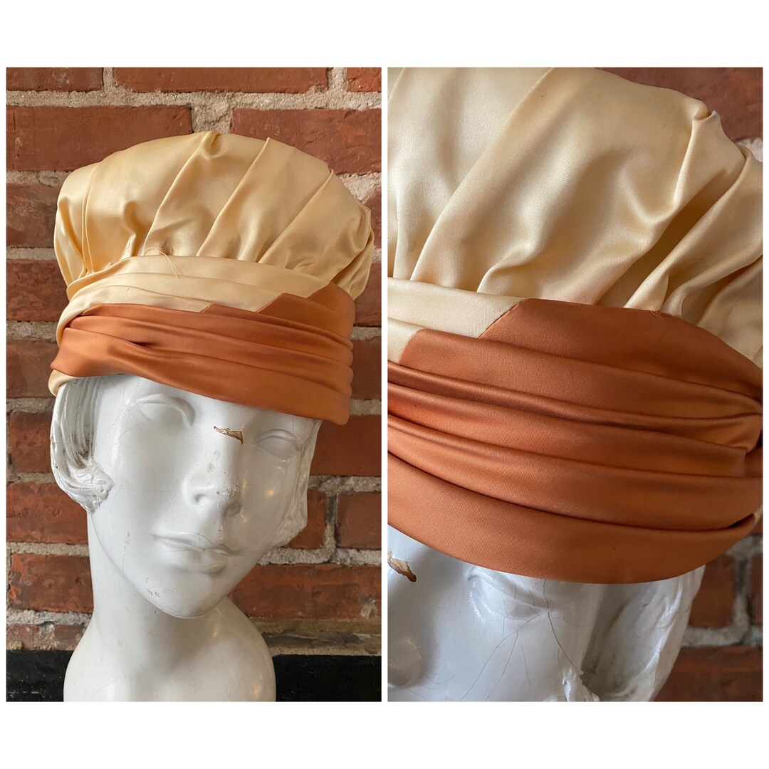 1960s Chez Original Two Tone Satin Toque Hat - Etsy