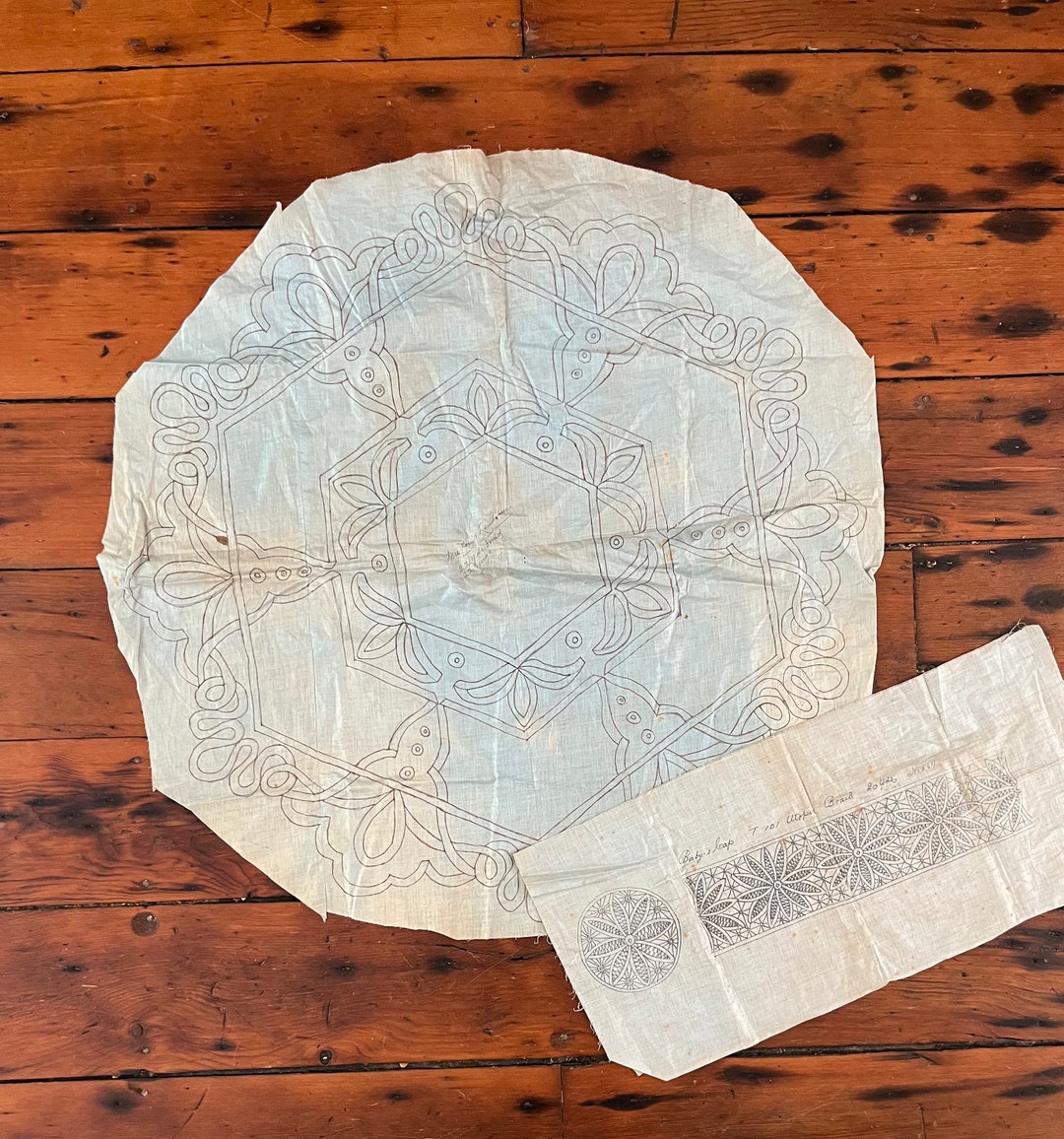 Antique 19th Century Linens Stenciled for Lace Tape or Braid-baby’s Cap ...