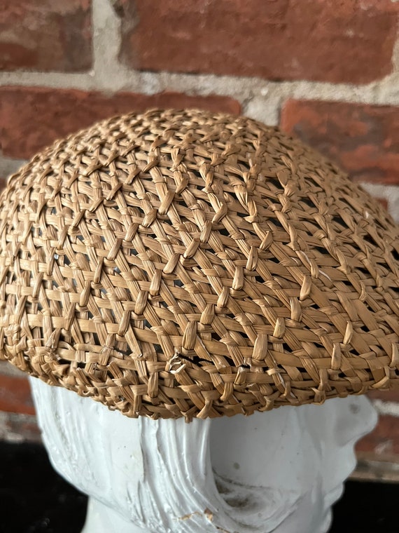 1950s Woven Rattan Golf/Newsboy Cap - Gem