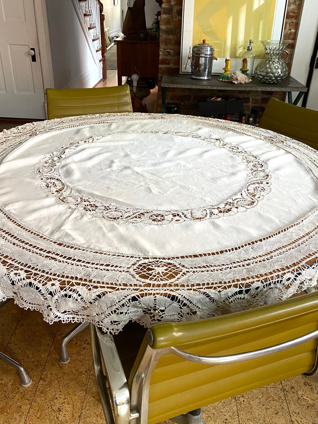 Victorian Era Round Tablecloth With Hand Crochet - Etsy