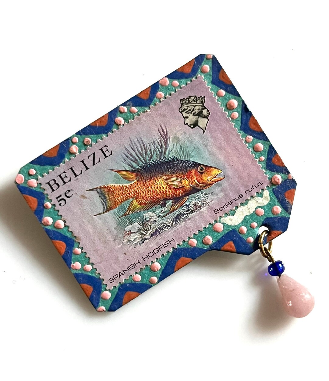 Vintage Belize Hogfish Stamp Handpainted Pendant/artist Signed - Etsy