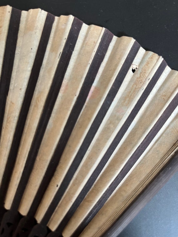 Vintage Japanese Folding Paper Fan - Gem