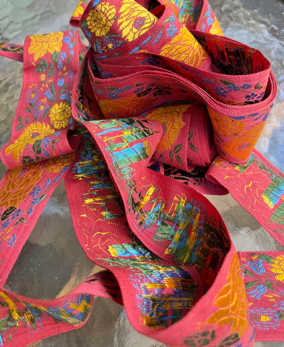 Vintage Polish Cepelia Floral Trim/deadstock/folk Costume Trim 4 2/3 Yd ...