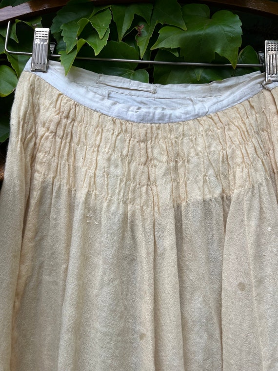 Victorian Era Cream Wool Long Full Skirt with Ruffled… - Gem