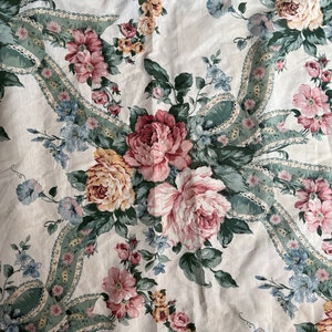 Vintage Cabbage Rose Fabric/english Garden - Etsy