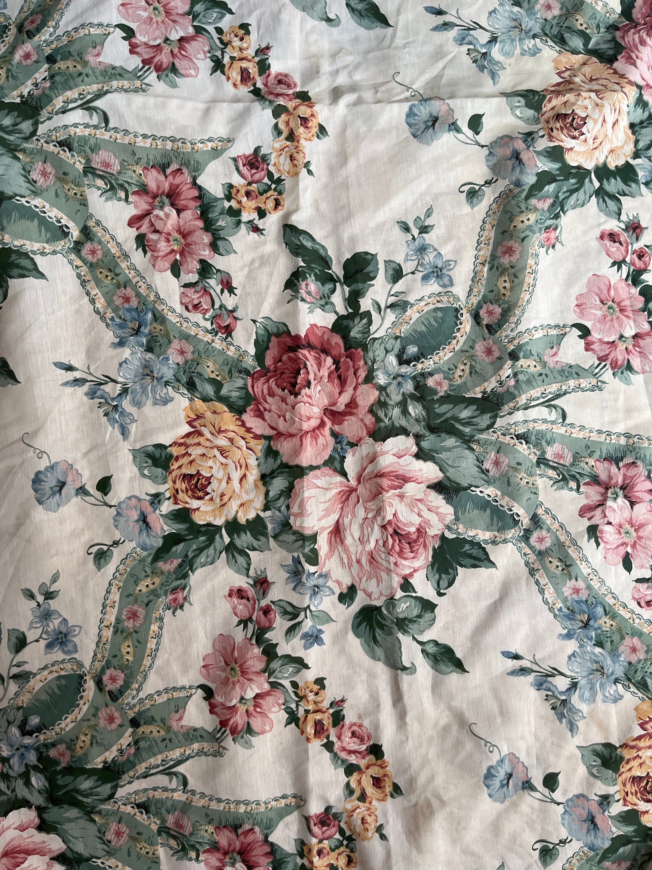Vintage Cabbage Rose Fabric/english Garden - Etsy