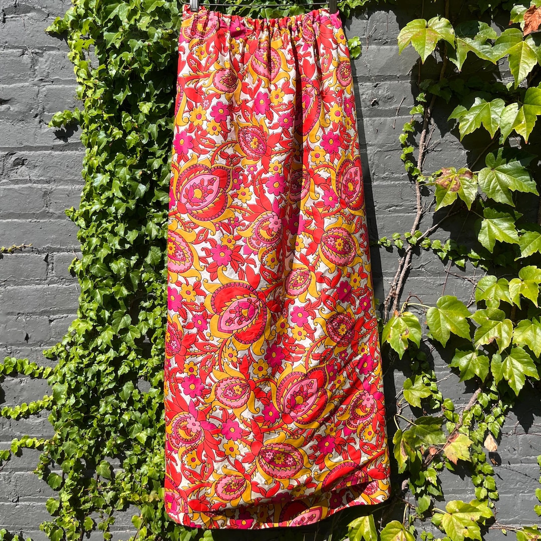 1960s Mod Flowered Maxi Skirt - Etsy