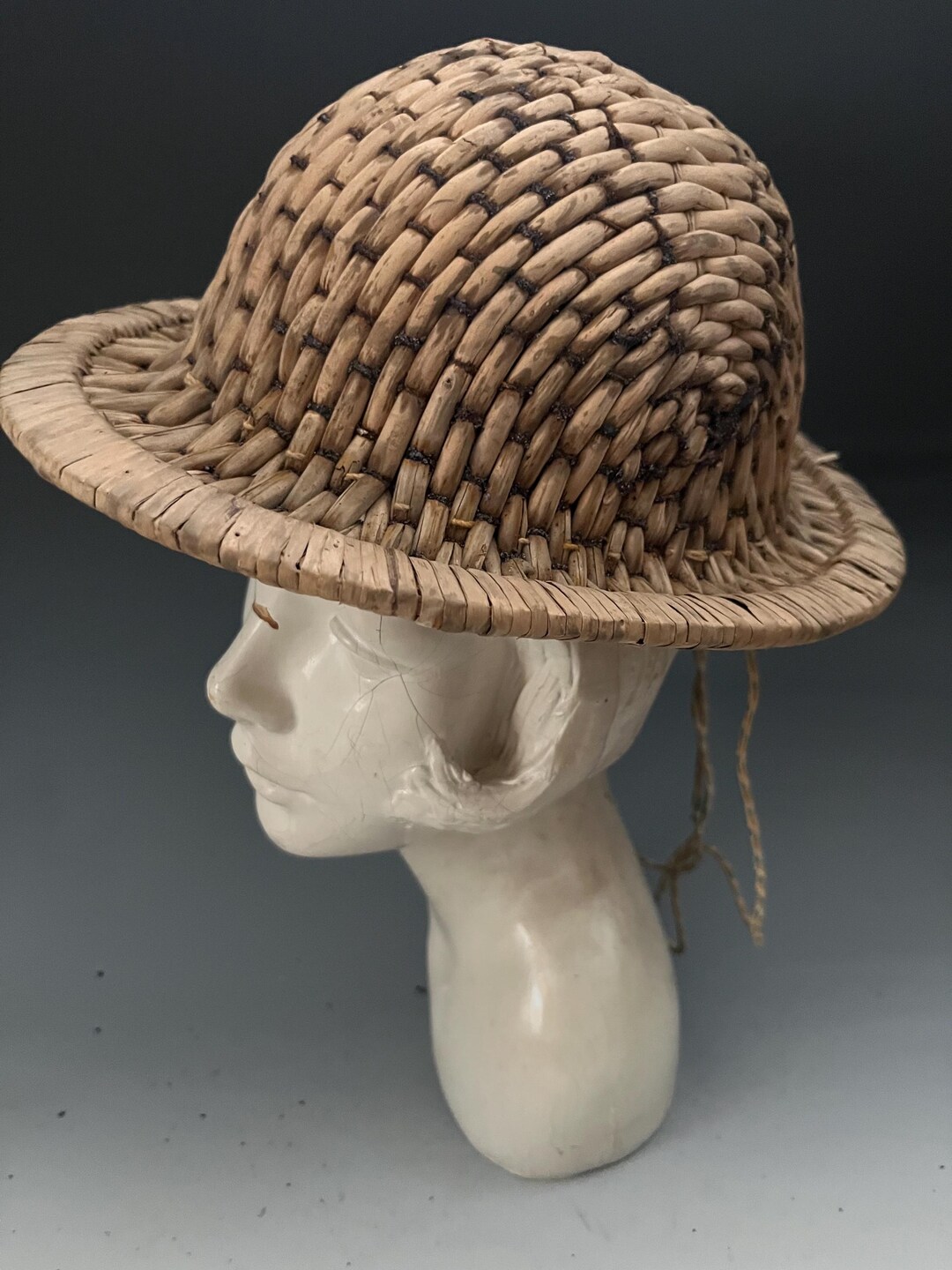 Vintage Chinese Bamboo Helmet - Etsy