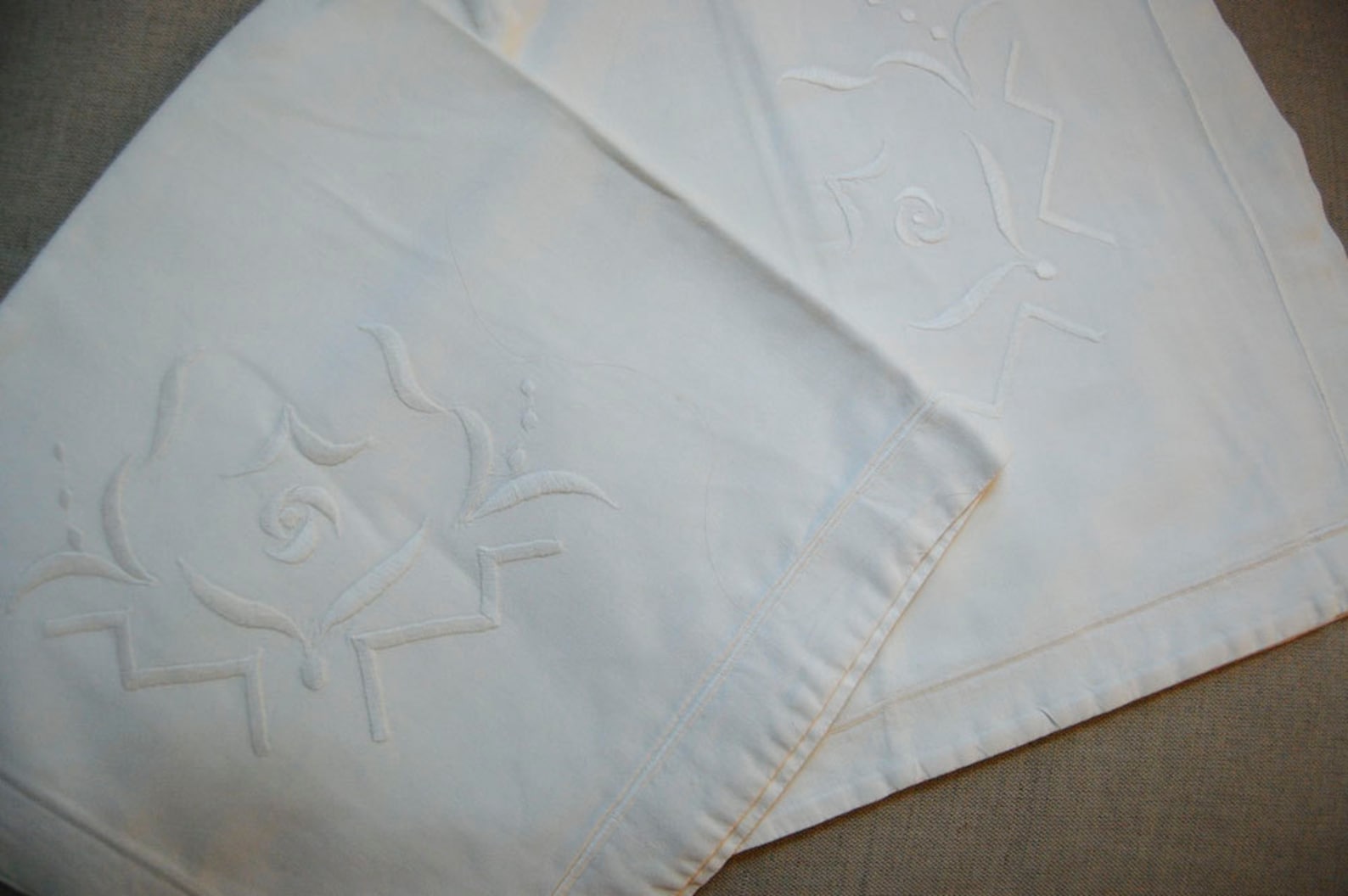 Pair of Art Deco Embroidered Cotton Shams | Etsy