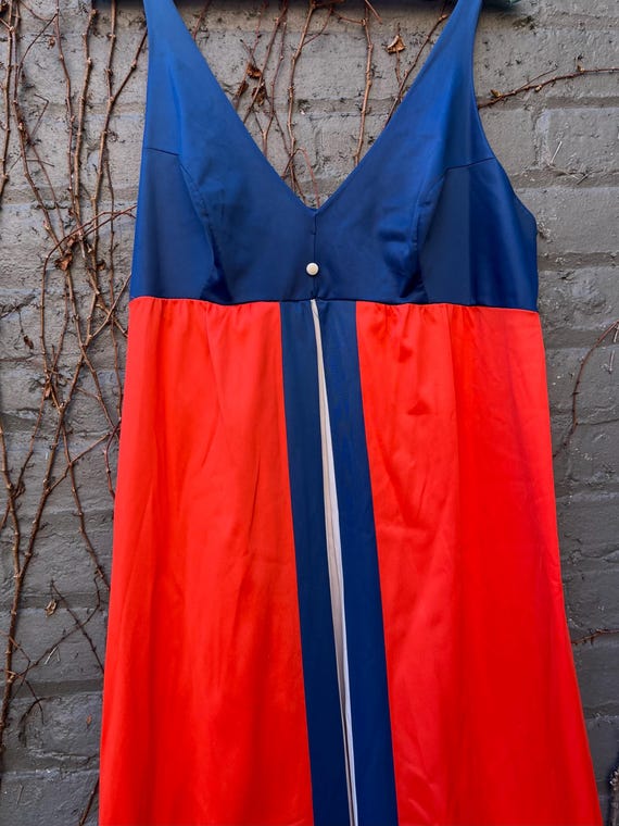 1960s Vanity Fair Nylon Color Block Gown - Gem