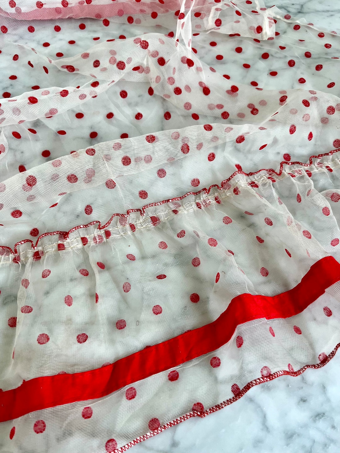 1950s 1960s Red Dotted Swiss Curtain - Etsy