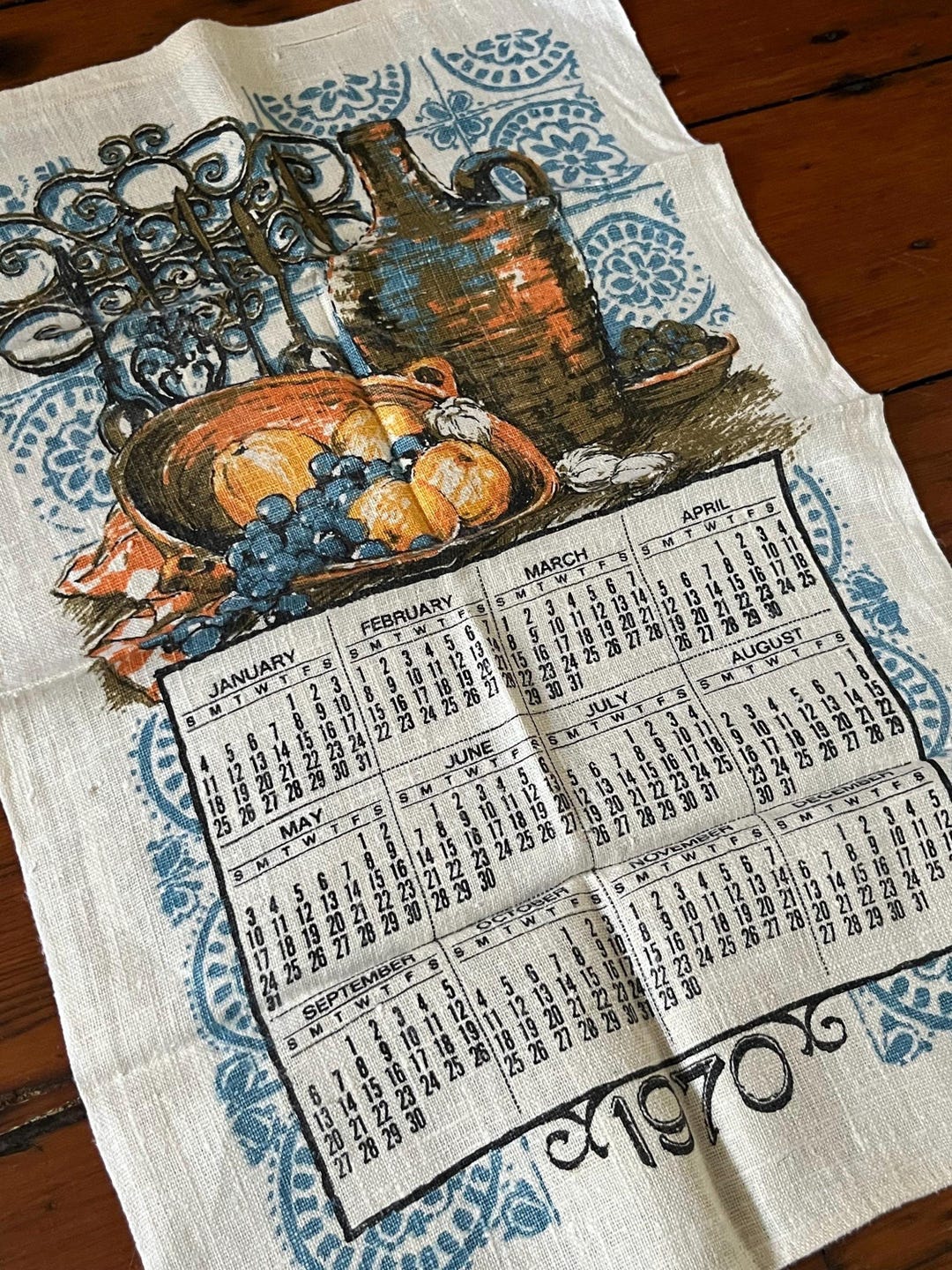 1970 Linen Calendar Tea Towel/farmhouse Style - Etsy